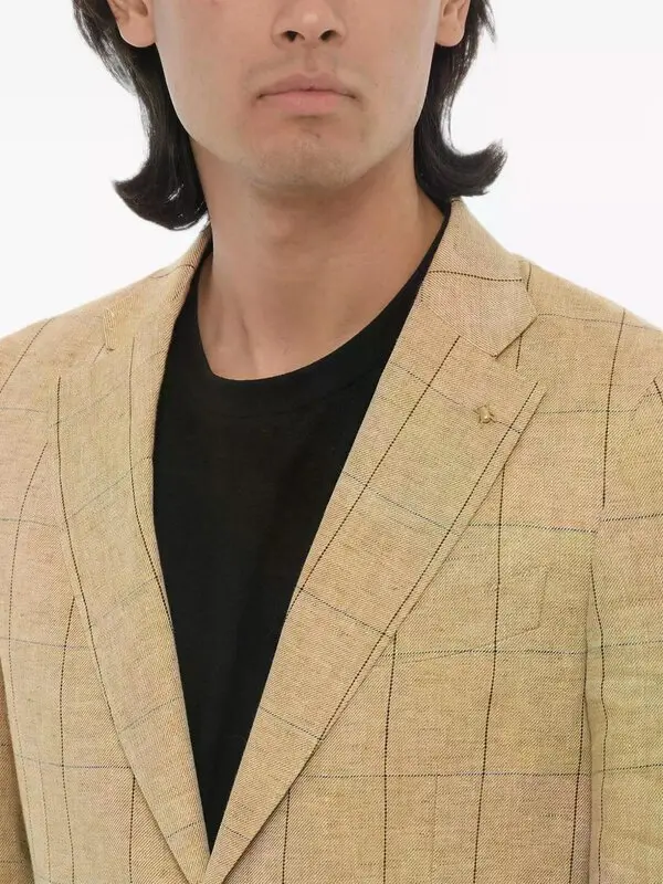 Corneliani Windowpane-pattern Linen Blazer