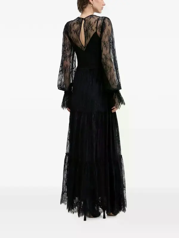 Luisa Spagnoli Floral Lace Maxi Dress With Puff Sleeves