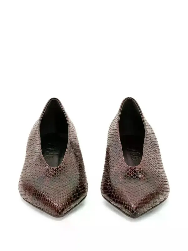AeydĒ Clara Snake-effect Pointed-toe Pumps