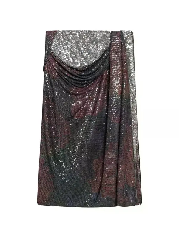 MAISON MARGIELA Printed Paillettes Draped Maxi Skirt - Blue