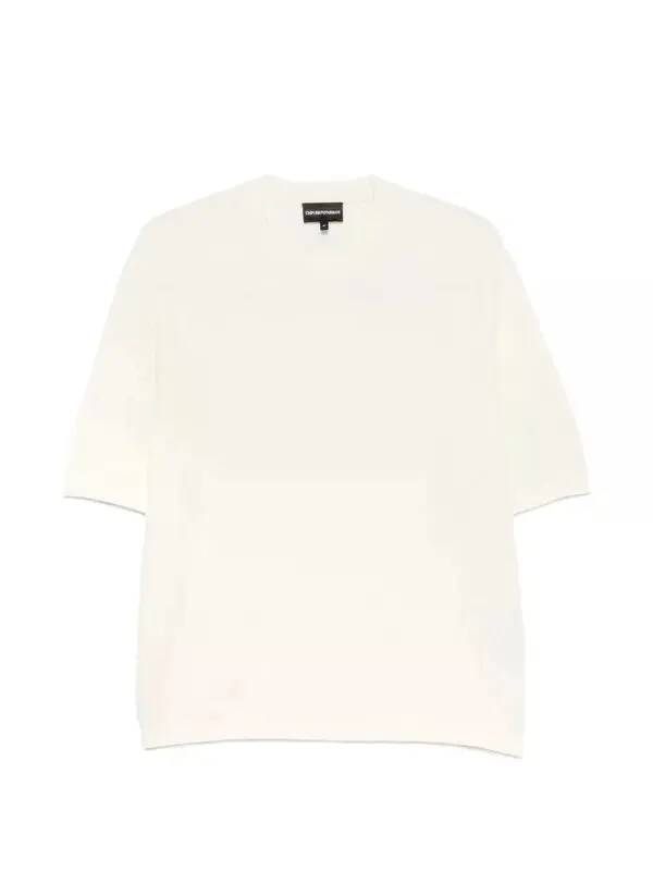 Emporio Armani Chevron-knit Short-sleeve Top - Neutrals