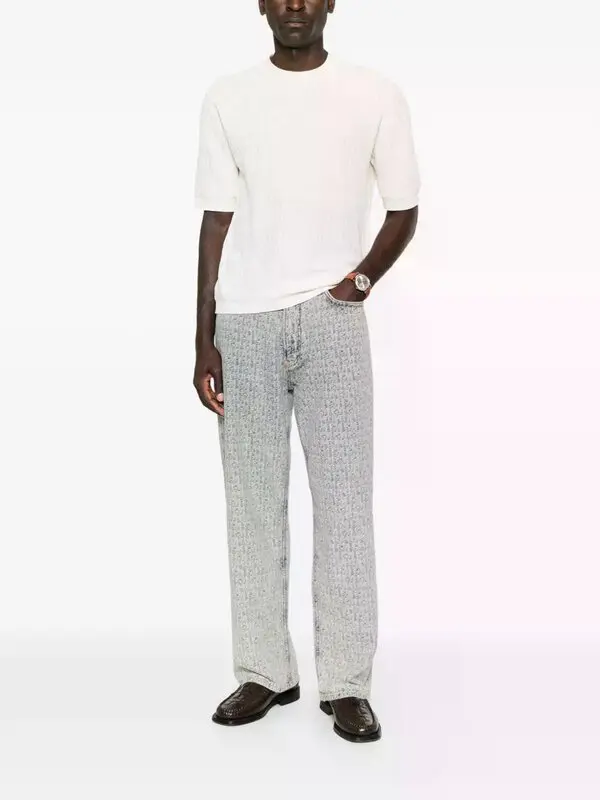 Emporio Armani Chevron-knit Short-sleeve Top
