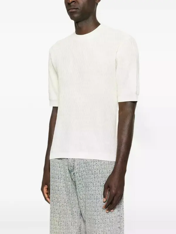 Emporio Armani Chevron-knit Short-sleeve Top