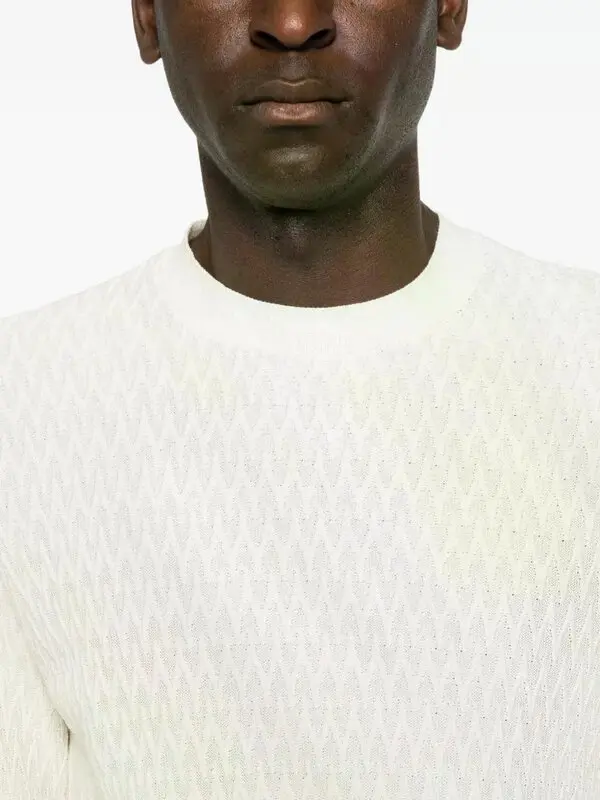 Emporio Armani Chevron-knit Short-sleeve Top
