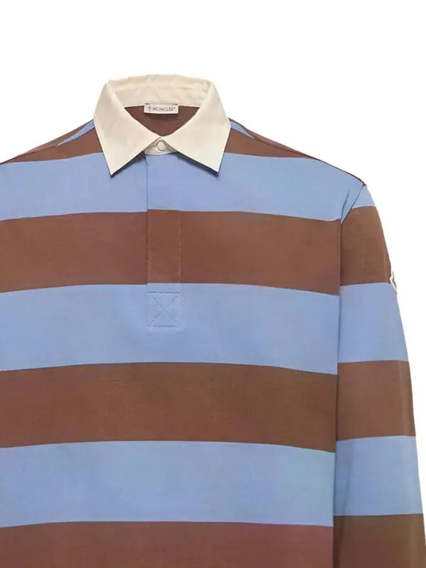Moncler Striped Long-sleeve Polo Shirt