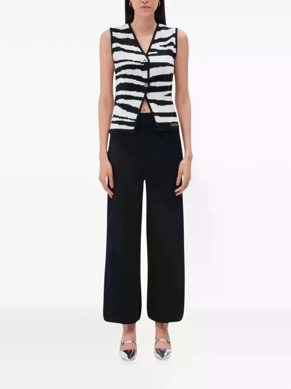 IZAAK AZANEI Zebra-print Knitted Vest
