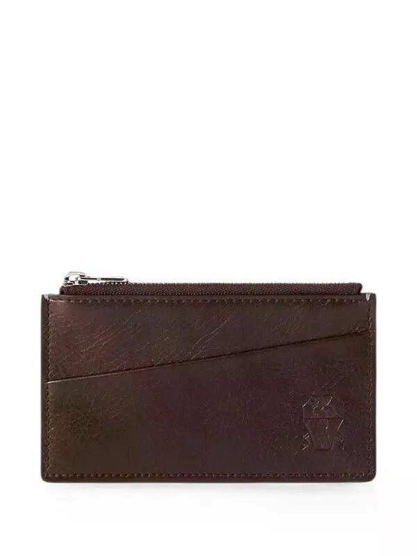 Brunello Cucinelli Grained Leather Travel Pochette - Brown