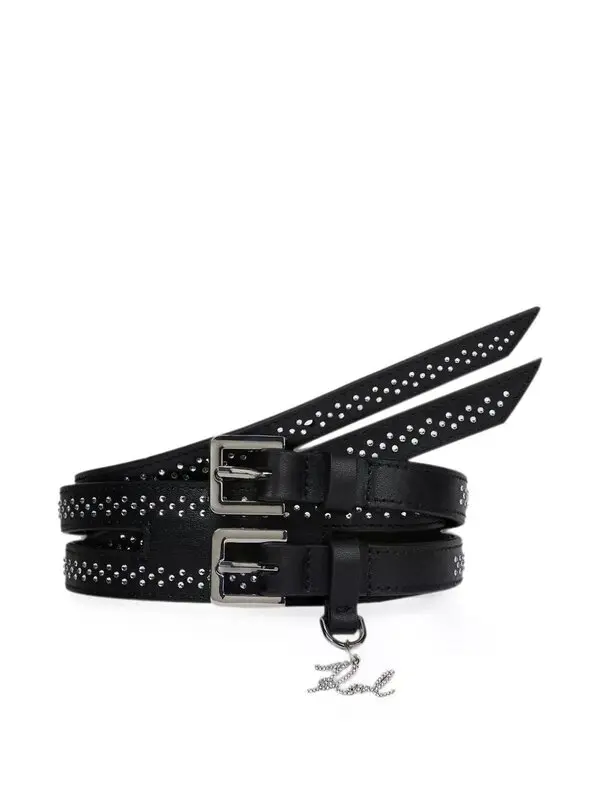 Karl Lagerfeld K/signature Rhinestone Double Belt - Black