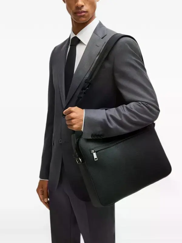 BOSS Logo-emed Double-handle Document Case - Black