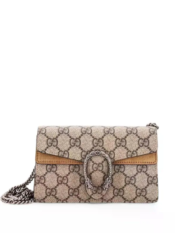 Gucci Dionysus Bag Gg Coated Canvas Super Mini Crossbody Bag - Brown
