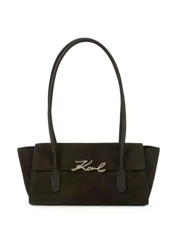 Karl Lagerfeld Elongated Suede Shoulder Bag - Brown