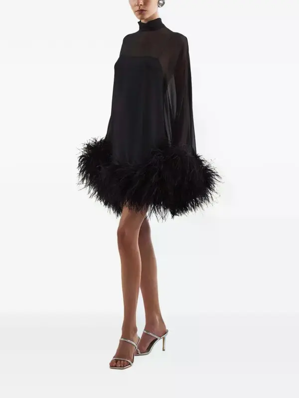 TALLER MARMO Vegas Spirito Feather-trim Dress - Black