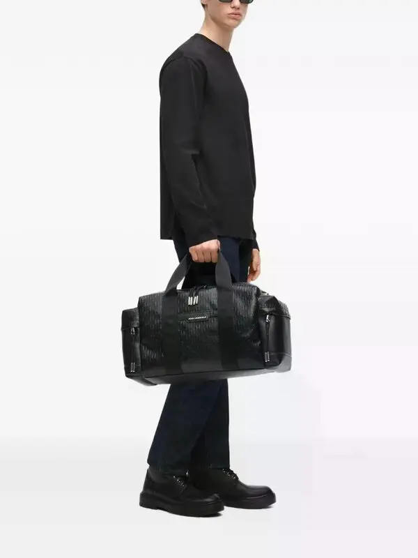 Karl Lagerfeld Monogram Perforated Weekender Bag