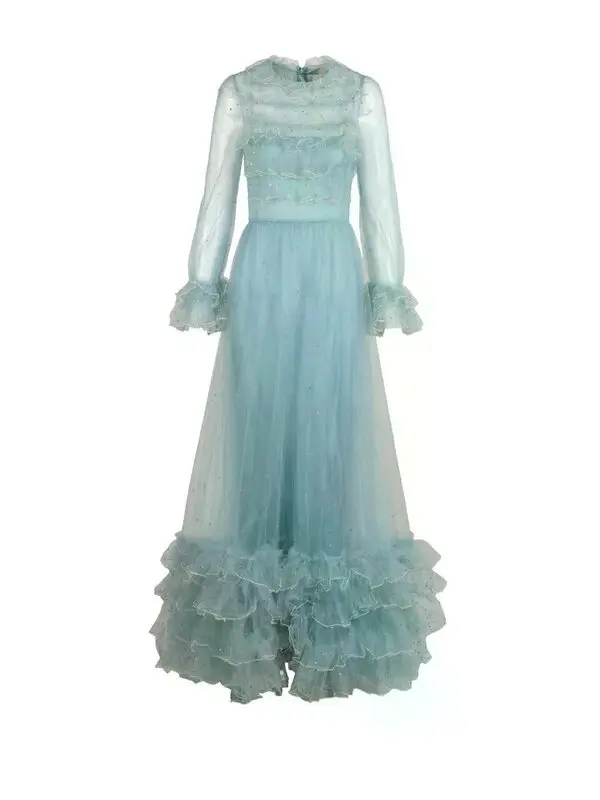 Valentino Garavani Sequin-embellished Tulle Maxi Dress - Blue