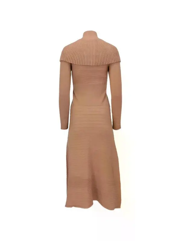 Isaia Ribbed-knit Cape-overlay Midi Dress - Brown