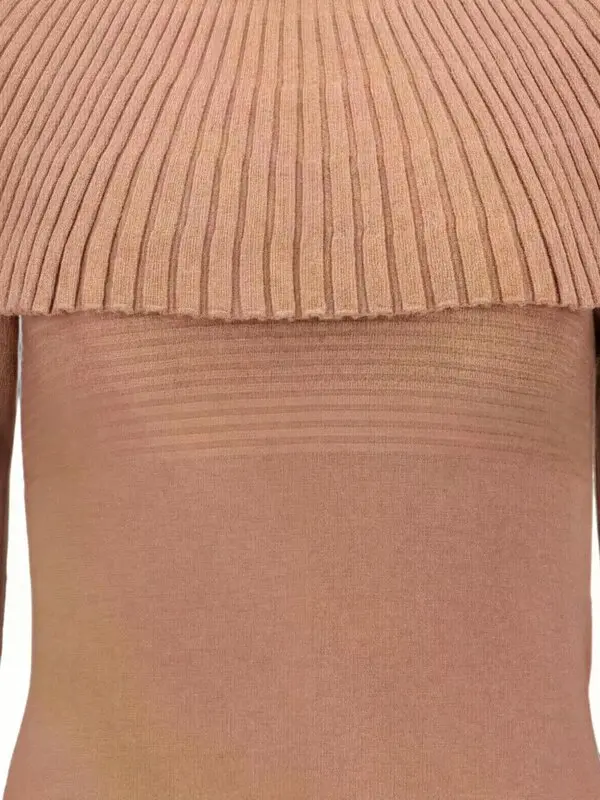 Isaia Ribbed-knit Midi Dress With Cape Overlay