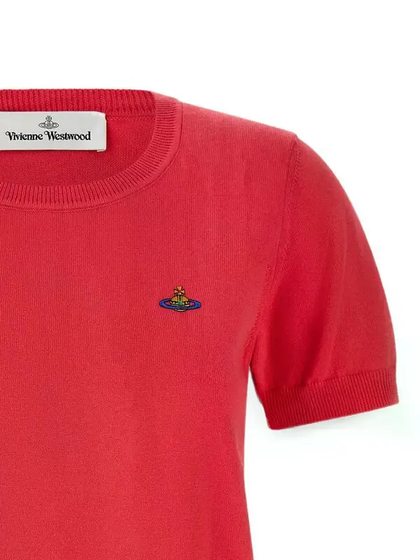 VIVIENNE WESTWOOD Orb Embroidered Knit T-shirt - Red