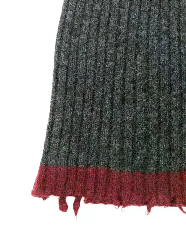 UMA WANG Ribbed Knit Distressed Beanie - Grey