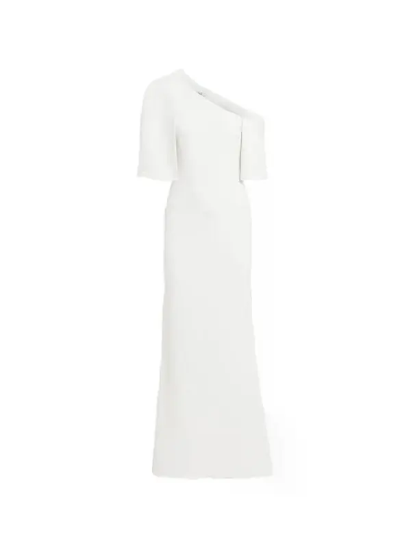 Badgley Mischka One-shoulder Crepe Gown