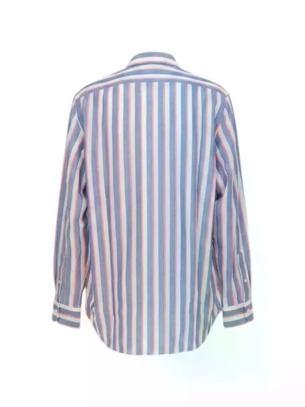Isaia Vertical-stripe Long-sleeve Shirt - White