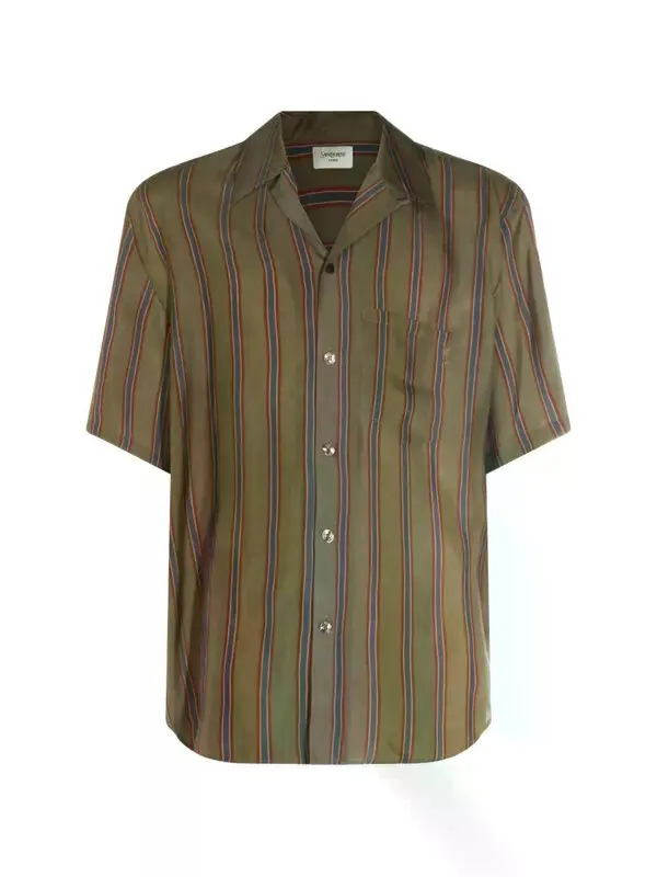 Saint Laurent Striped Short-sleeve Shirt - Green