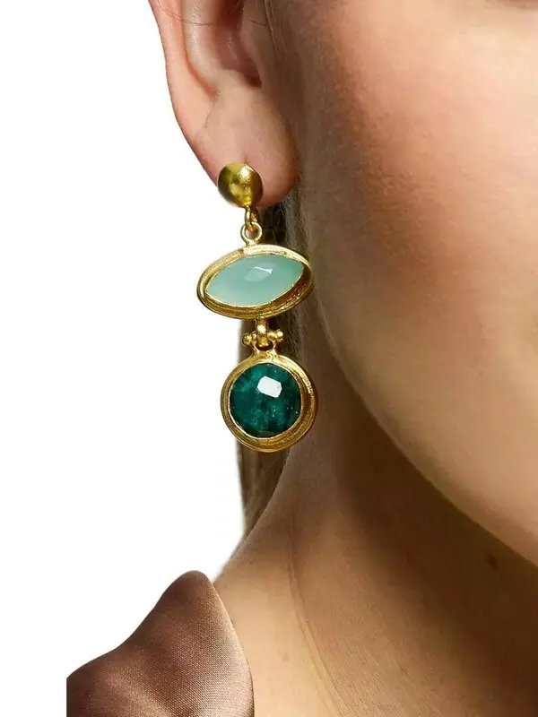 OTTOMAN HANDS Melis Aqua Emerald Drop Earrings