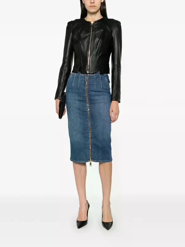 Elisabetta Franchi Peplum-hem Leather Jacket