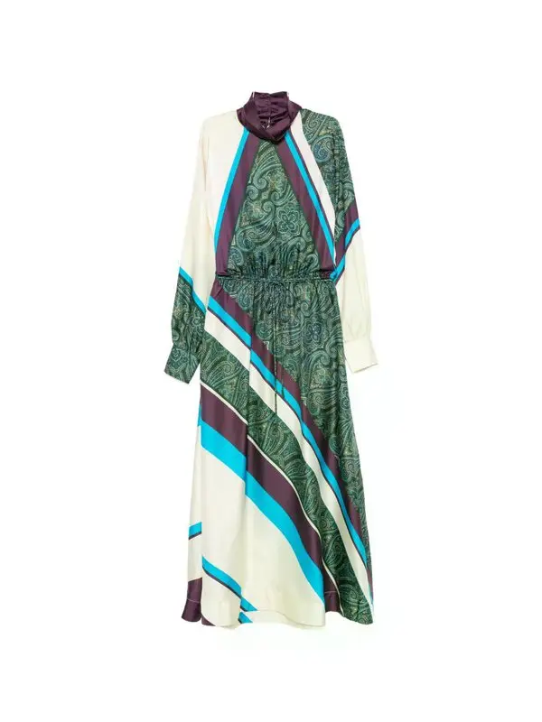 ALEMAIS Joni Paisley-print Striped Midi Dress - Green