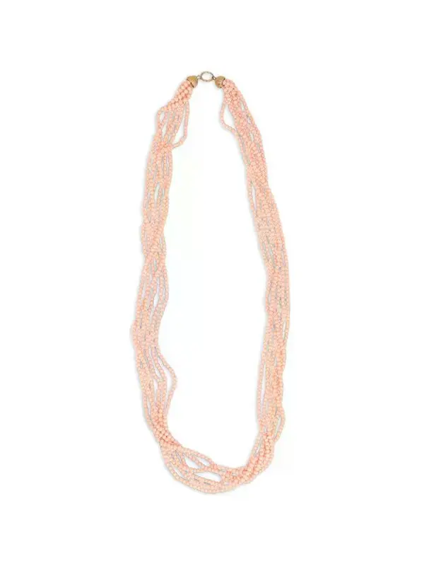 Vintage Multi-strand Beaded Necklace With Shell Motifs