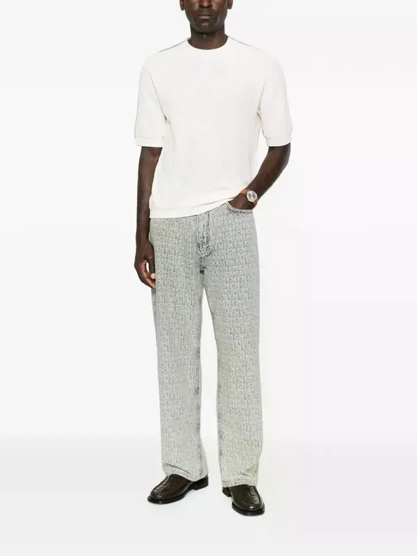 Emporio Armani Monogram-pattern Straight-leg Jeans
