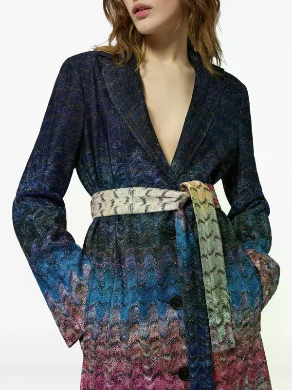 Missoni Zigzag-knit Belted Coat