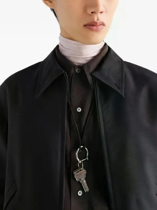 LEMAIRE Braided Leather Keyring Necklace - Silver