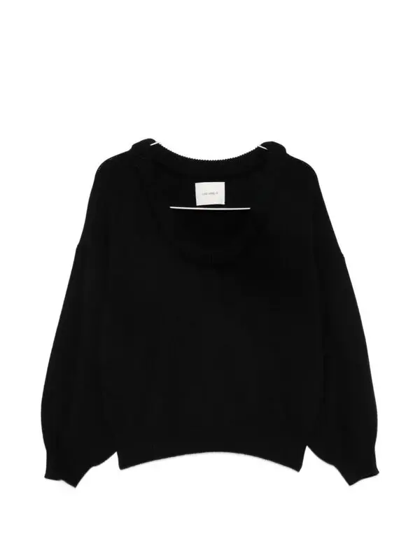 LISA YANG Doria Scoop-neck Ribbed-trim Sweater - Black