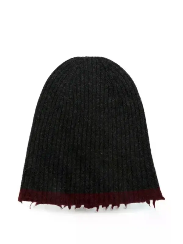 UMA WANG Ribbed-knit Frayed-hem Beanie Hat
