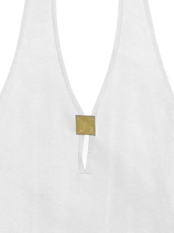 Celine Halterneck Top With Logo Plaque