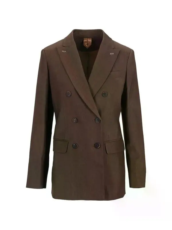Max Mara Double-breasted Wool Gabardine Blazer Tobacco - Brown