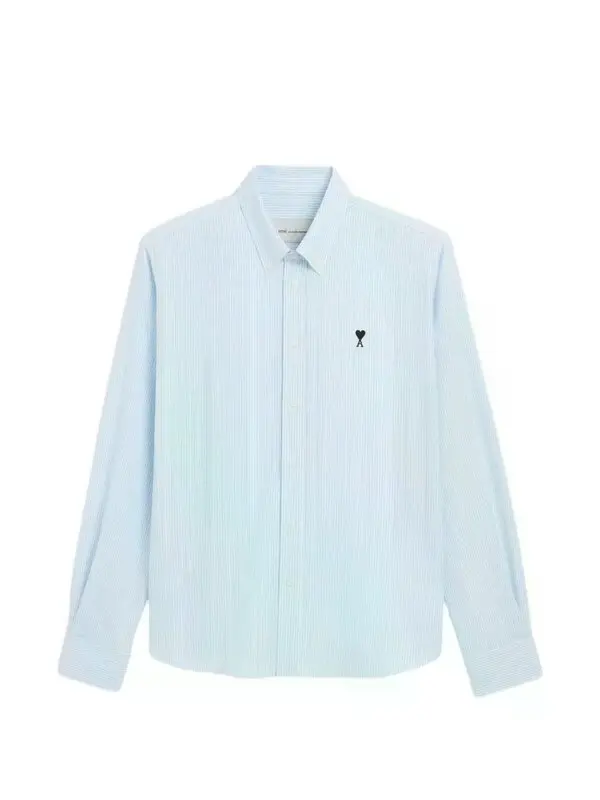 AMI Paris De Coeur Striped Shirt - Blue