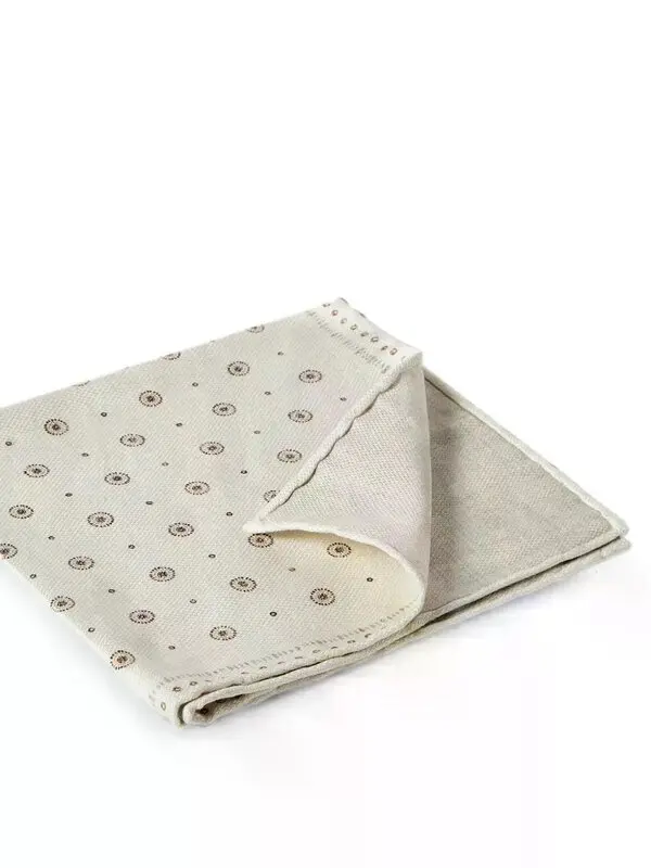 Brunello Cucinelli Silk Pocket Square With Geometric Design