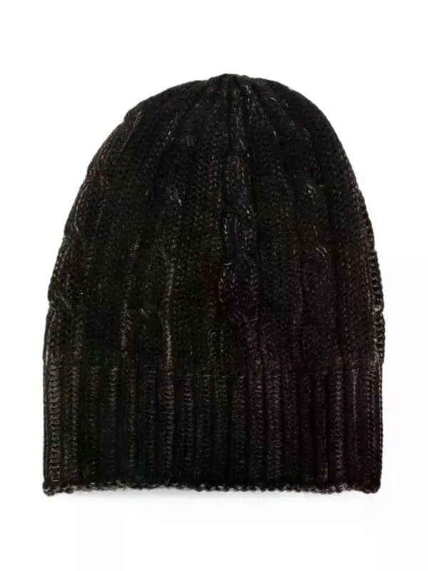 Avant Toi Cable-knit Ribbed-trim Beanie Hat
