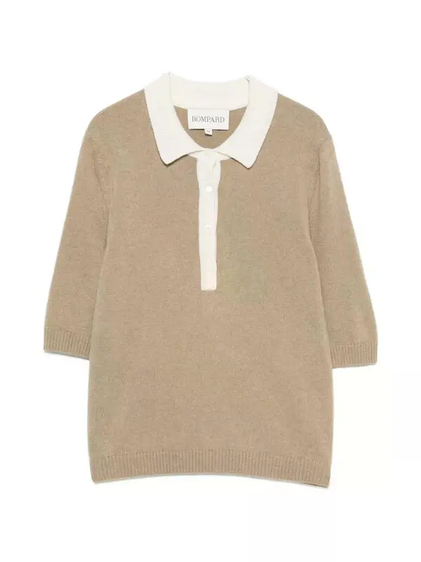 Eric Bompard Two-tone Cashmere Polo Top
