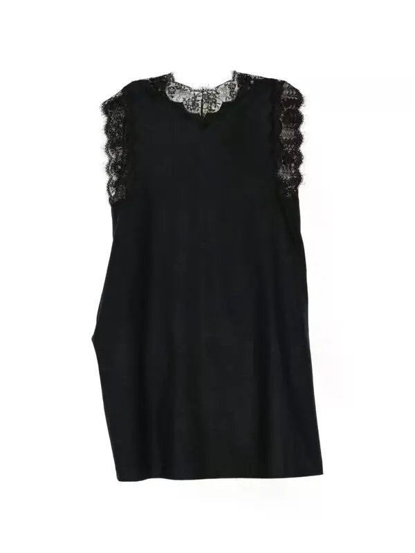 PUSHBUTTON Lace-trim Ribbon Dress - Black