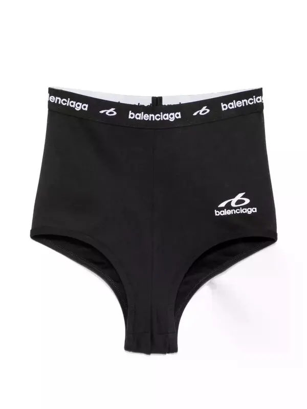 Balenciaga Logo-print High-waisted Shorts - Black