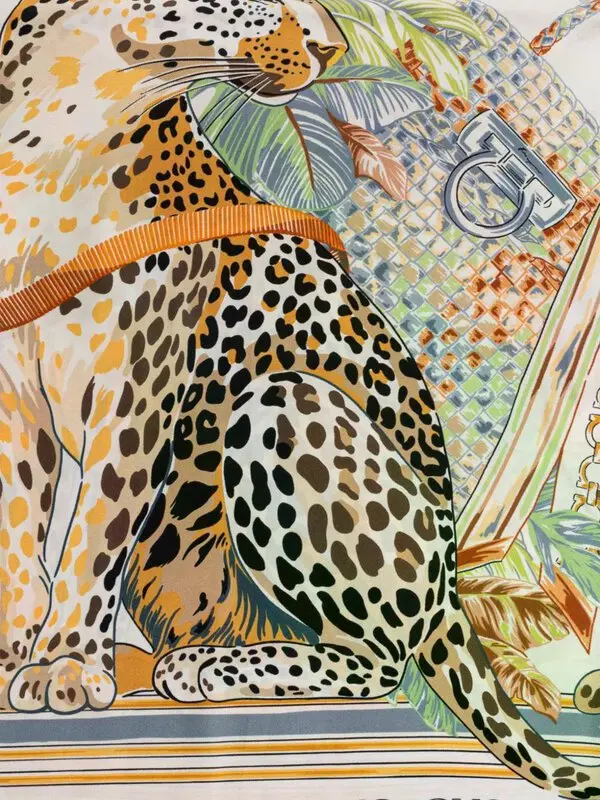 FERRAGAMO Gancini Leopard-print Scarf