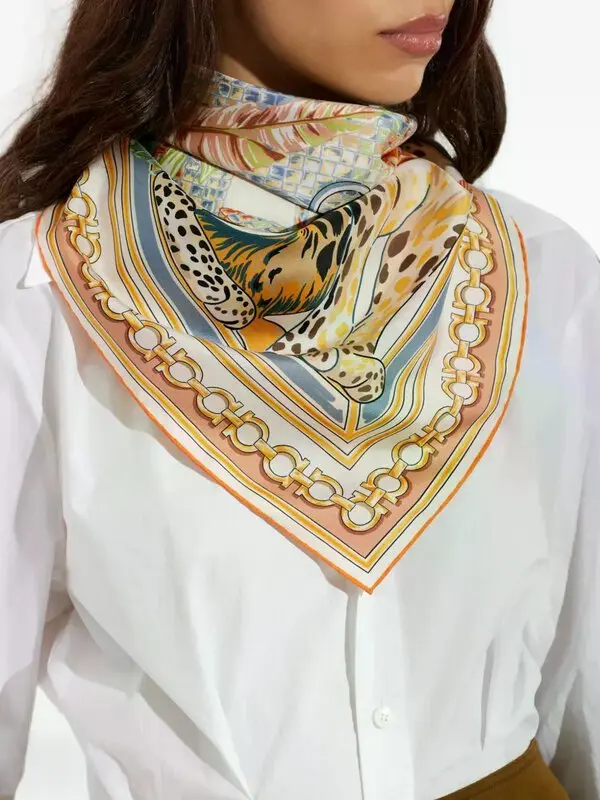 FERRAGAMO Gancini Leopard-print Scarf