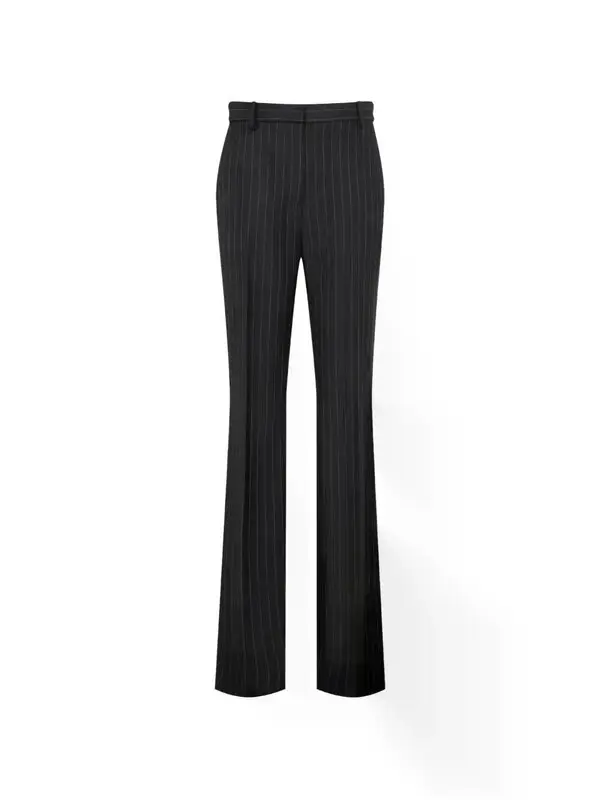 TOM FORD Chalk-stripe Wool-mohair Tailored Straight Boyfriend Pants - Black