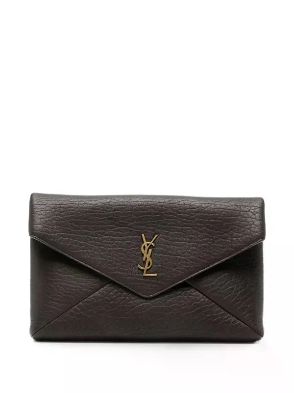 Saint Laurent Cassandre Grained-leather Clutch Bag