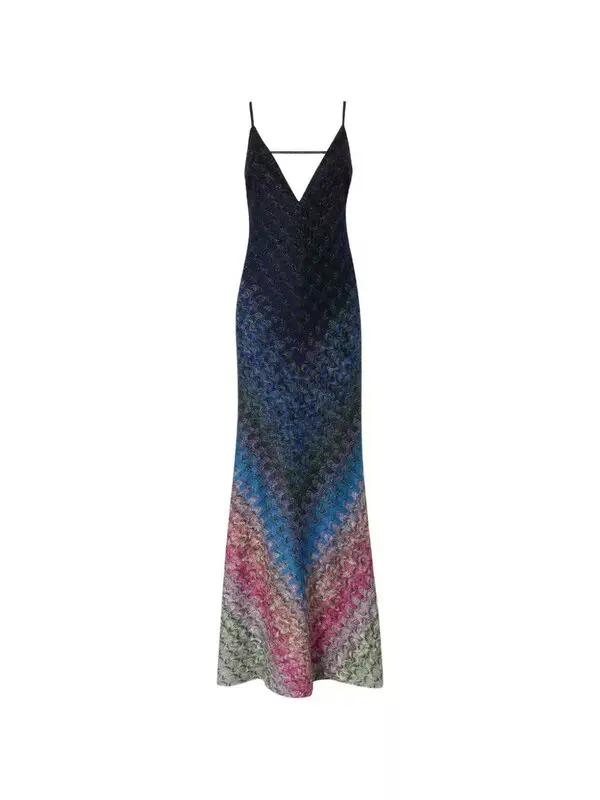 Missoni Zigzag Knit Open-back Maxi Dress - Blue