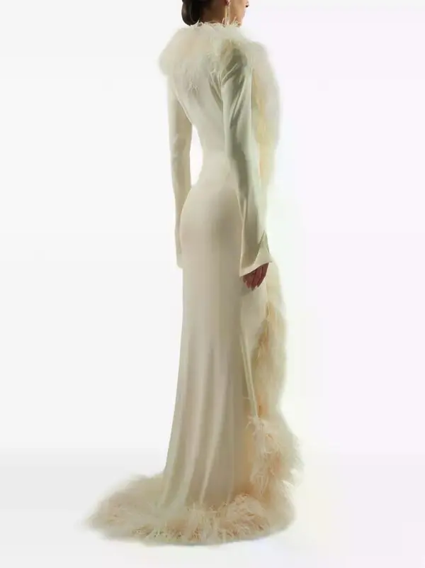 TALLER MARMO Feather-trim Maxi Gown