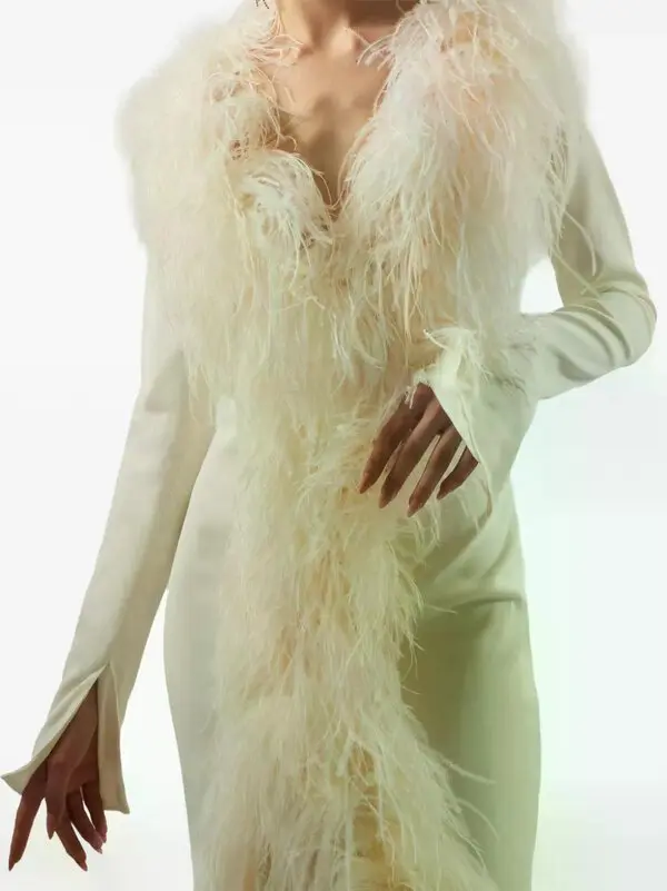 TALLER MARMO Feather-trim Maxi Gown