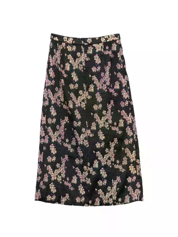 Dries Van Noten 1990s Floral Embellished Midi Skirt